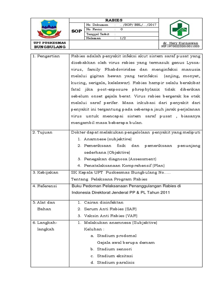 Kop SOP Rabies | PDF
