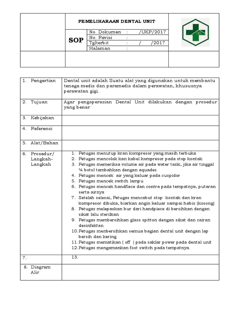 Sop Dental Unit | PDF