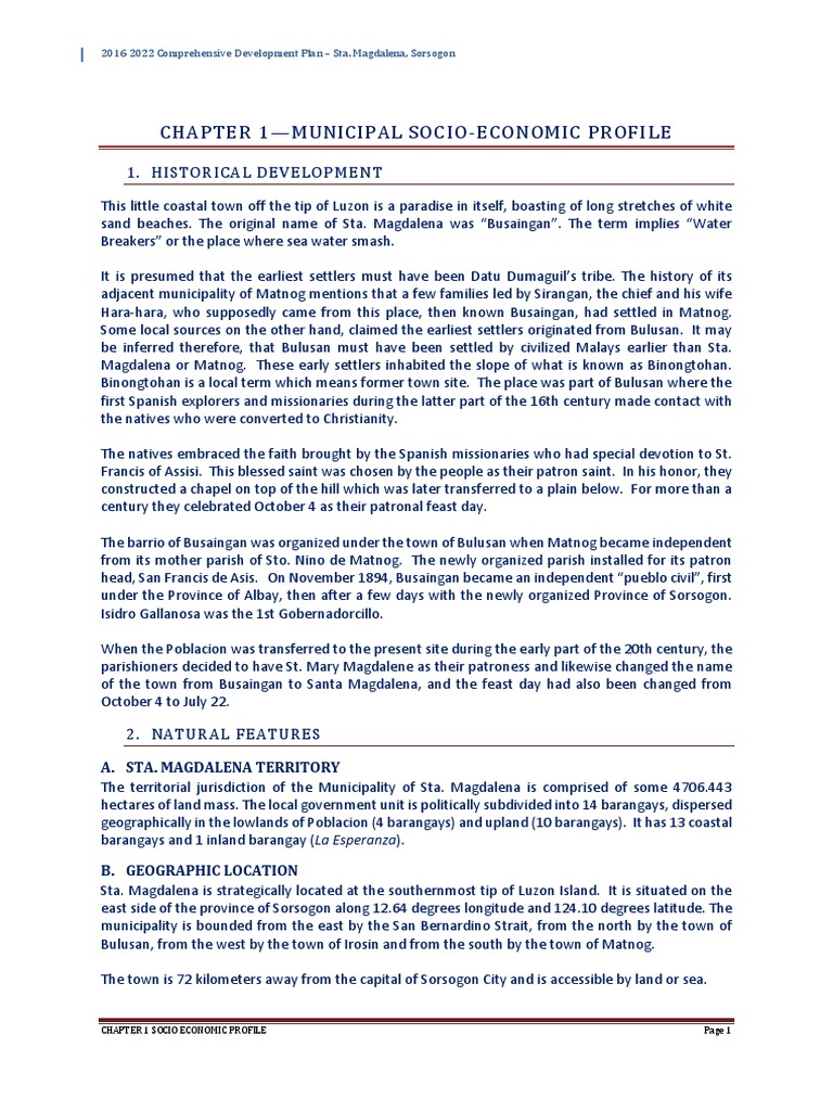 Socio-Economic Profile of Sta. Magdalena | PDF | River | Soil