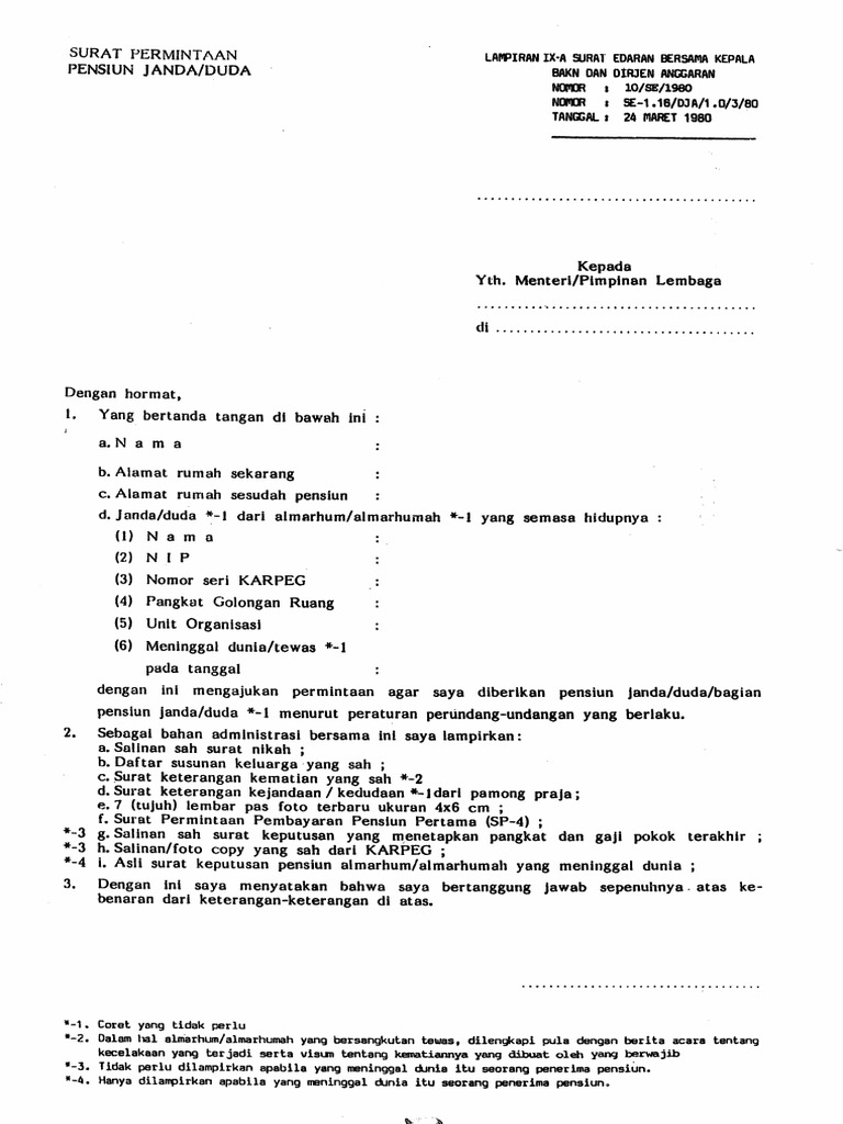 Blanko Permohonan Pensiun | PDF