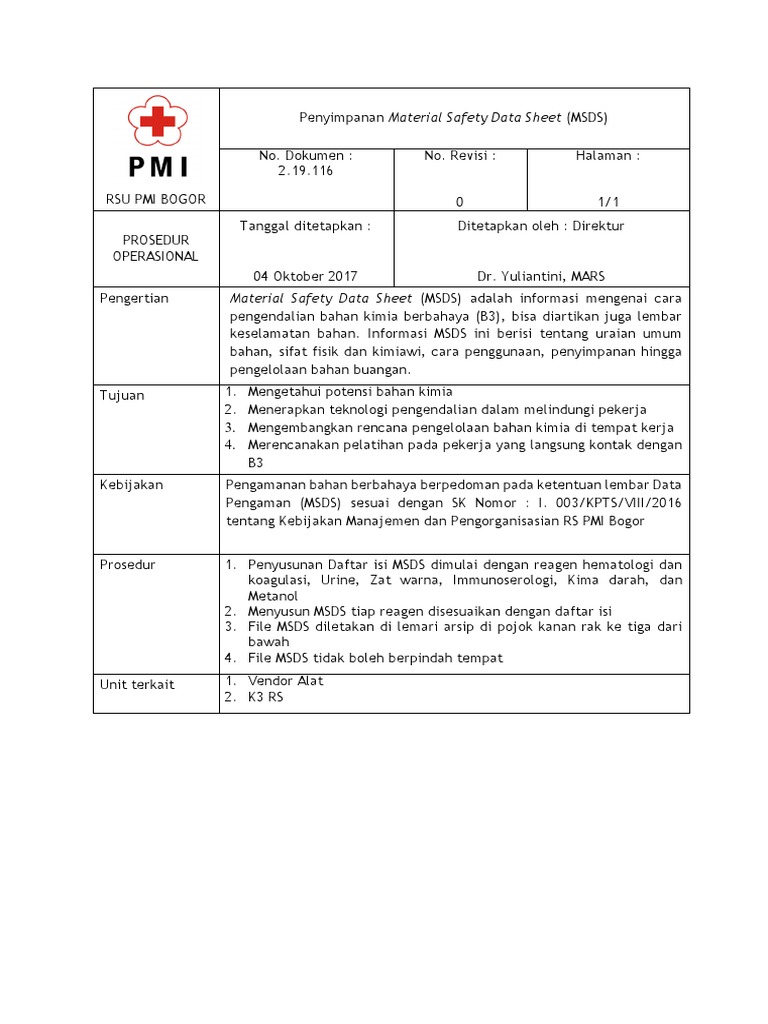 SPO Penyimpanan MSDS | PDF | Teknologi & Rekayasa