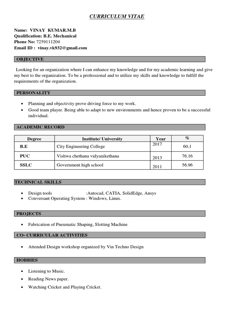 VINAY Resume | PDF