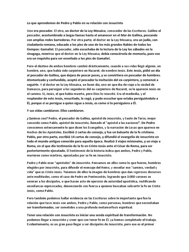 Lecciones de Pedro y Pablo sobre Jesús | PDF | Cristo (título) | Pablo ...