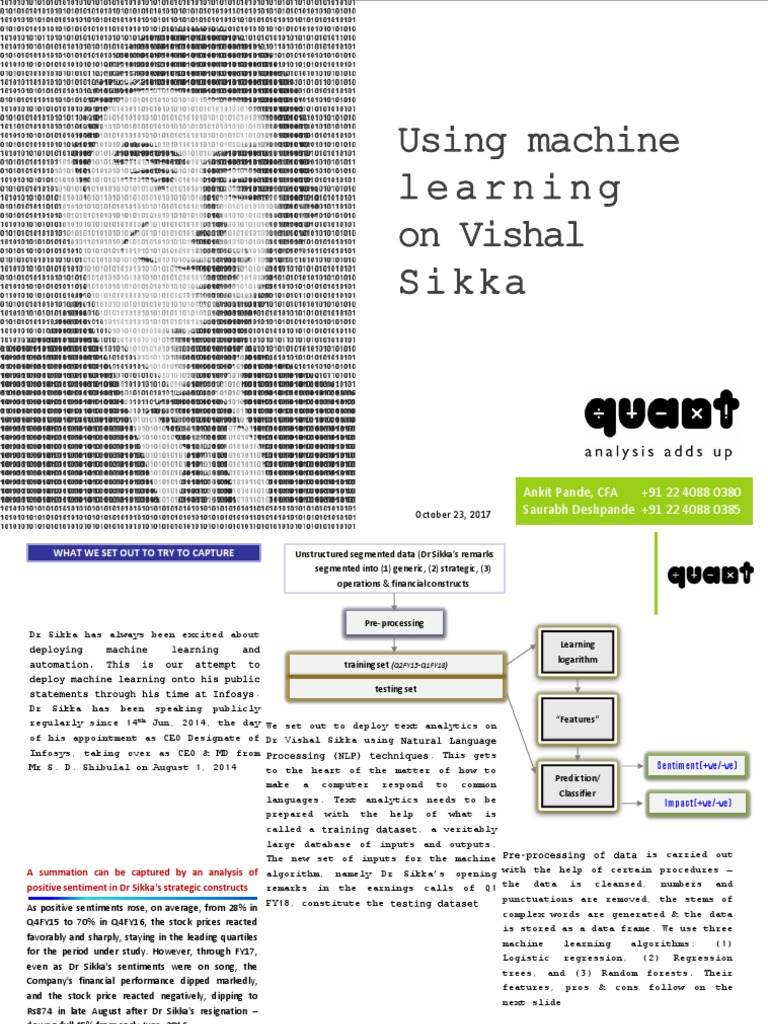 Quant Broking - Using Machine Learning On Vishal Sikka | PDF | Securities Research | Financial ...