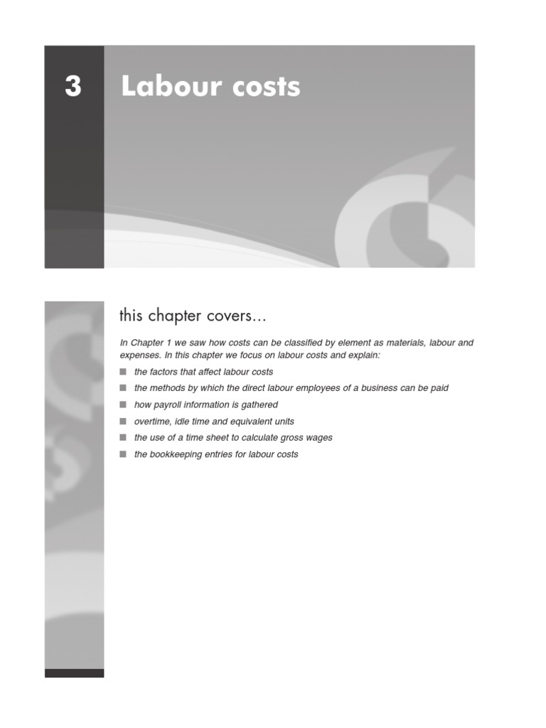 Labour Cost Ma1 Pdf Piece Work Overtime