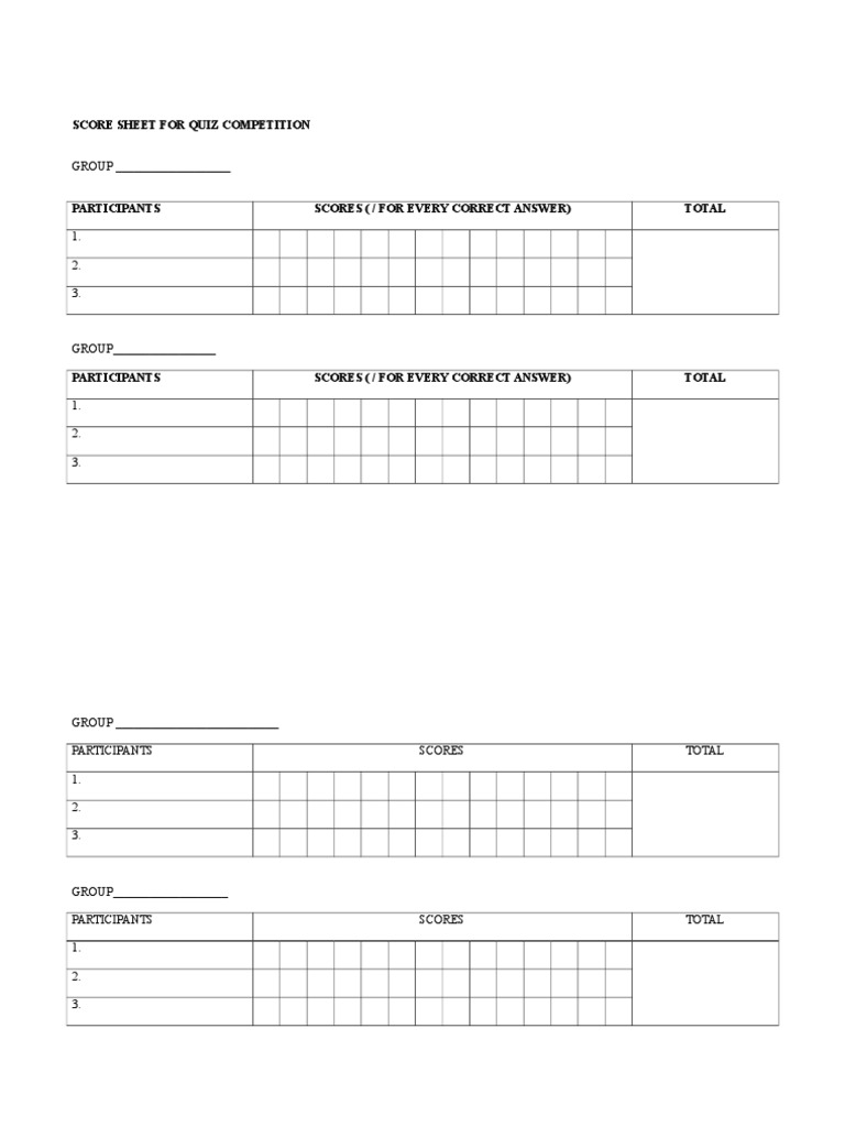 Quiz Competition Score Sheet Template | PDF | Business