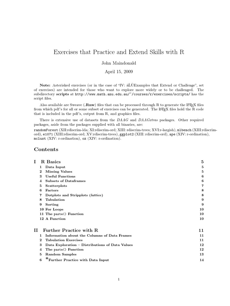 Exercises that Practice R Skills for Data Analysis and Machine Learning ...