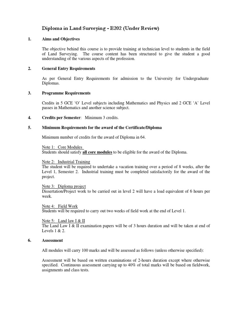 e202 Diploma in Land Surveying | Surveying | Geodesy