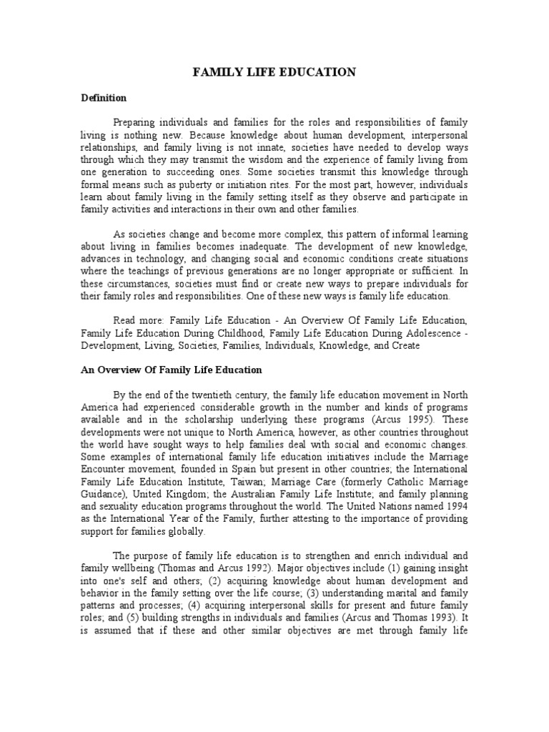 Overview of Family Life Education | PDF | Family | Parenting