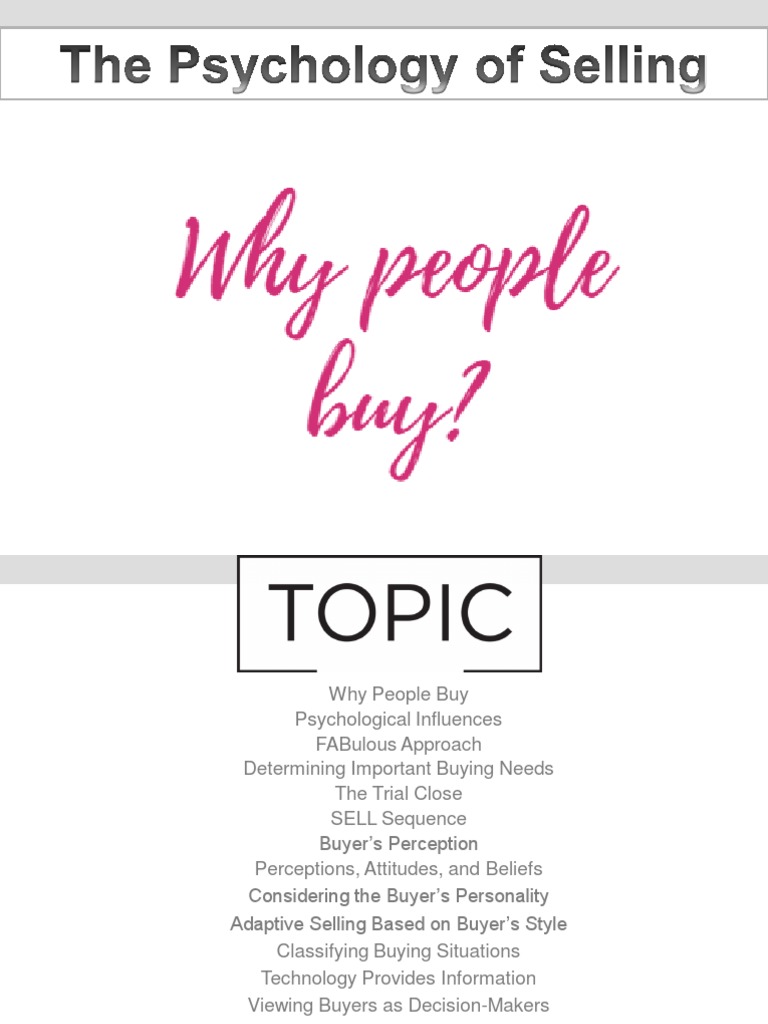 4-1 - The Psychology of Selling - Why People Buy | PDF | Consumer ...