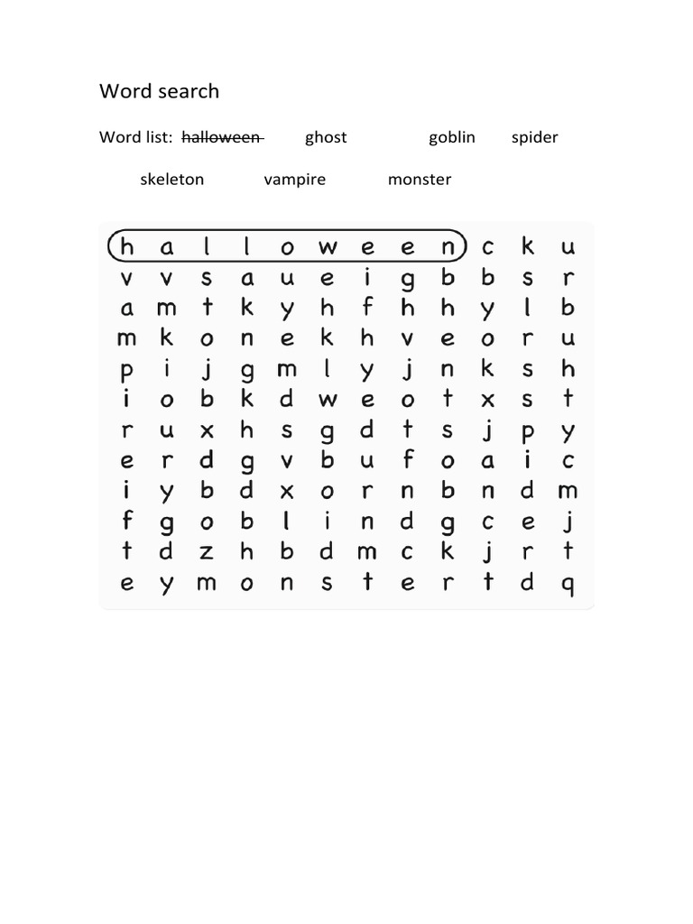 3º Halloween Word Search | PDF