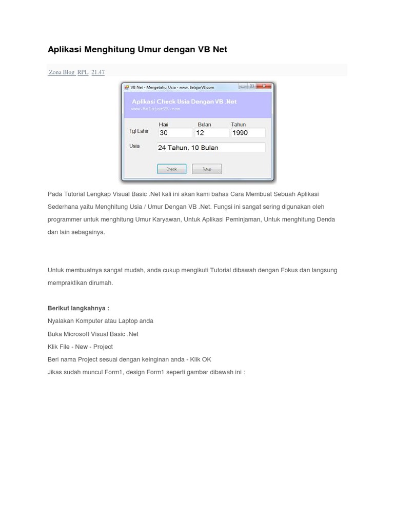 Hitung Umur dengan VB .Net | PDF | Komputer