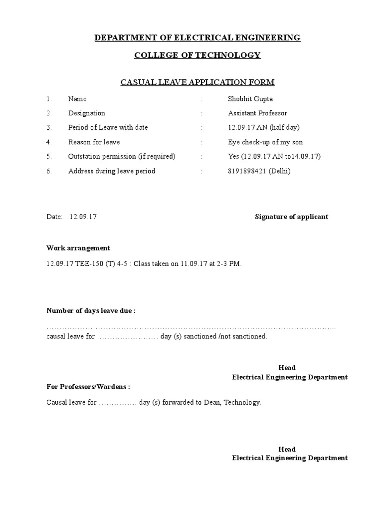 Department of Electrical Engineering College of Technology: Casual ...