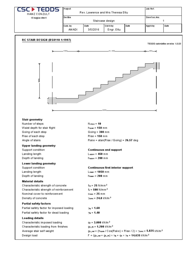 Staircase Design With TEDDS | PDF | Stairs | Beam (Structure)