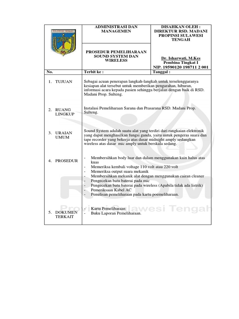 Prosedur Pemeliharaan Sound System | PDF