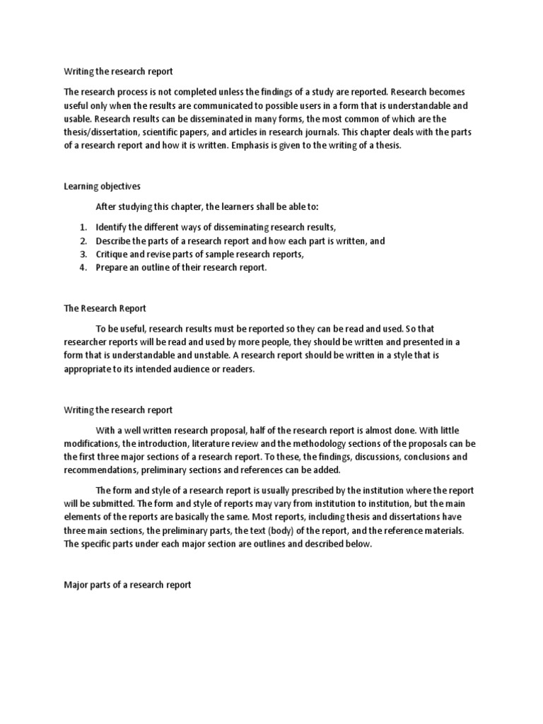 Writing The Research Report | PDF | Thesis | Cognition