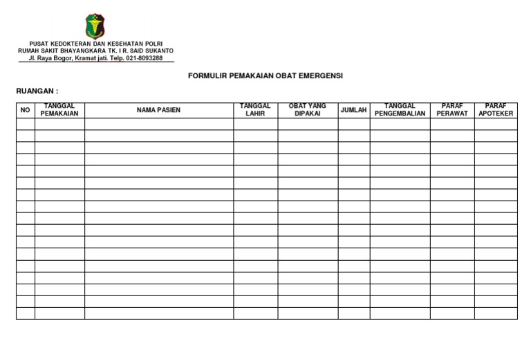 Formulir Pemakaian Obat Emergensi | PDF