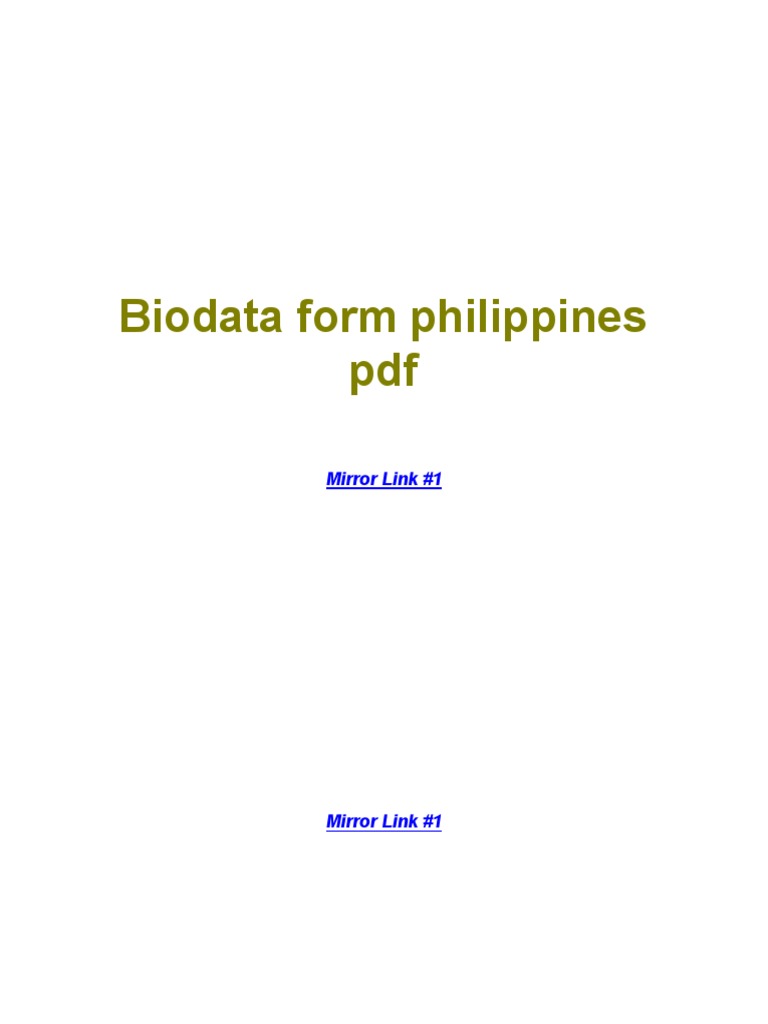 Biodata Form Philippines