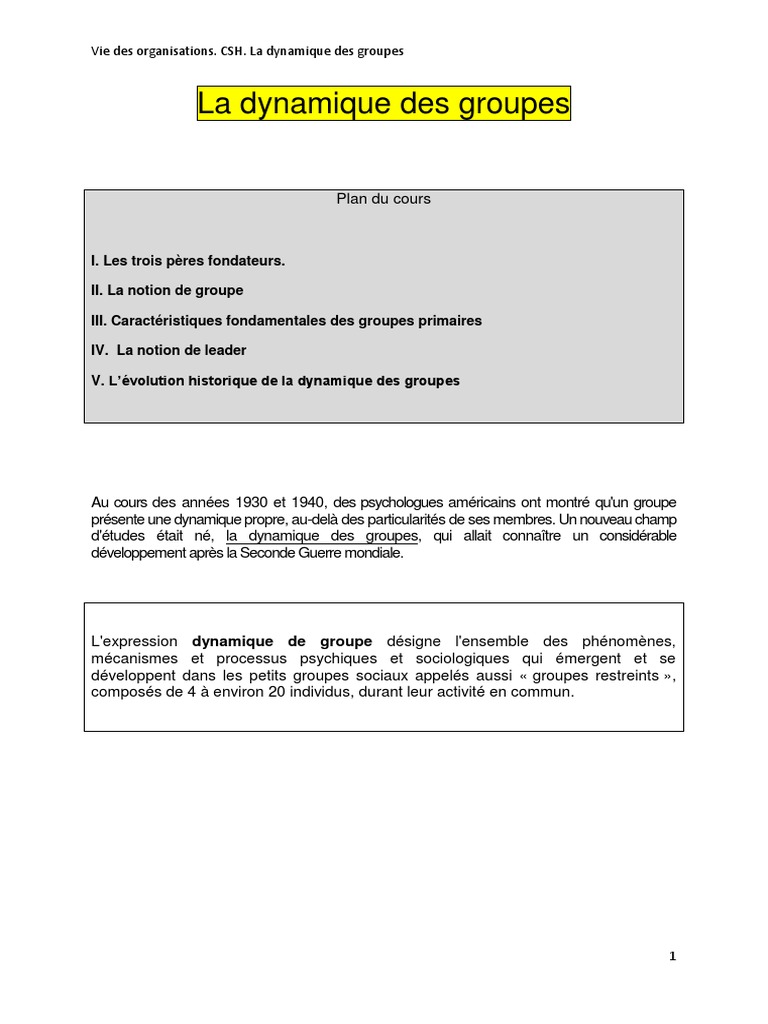 Comprendre la dynamique des groupes | PDF | Direction | Motivation