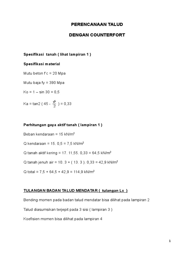 Perhitungan Talud Counterford-Rev2 | PDF