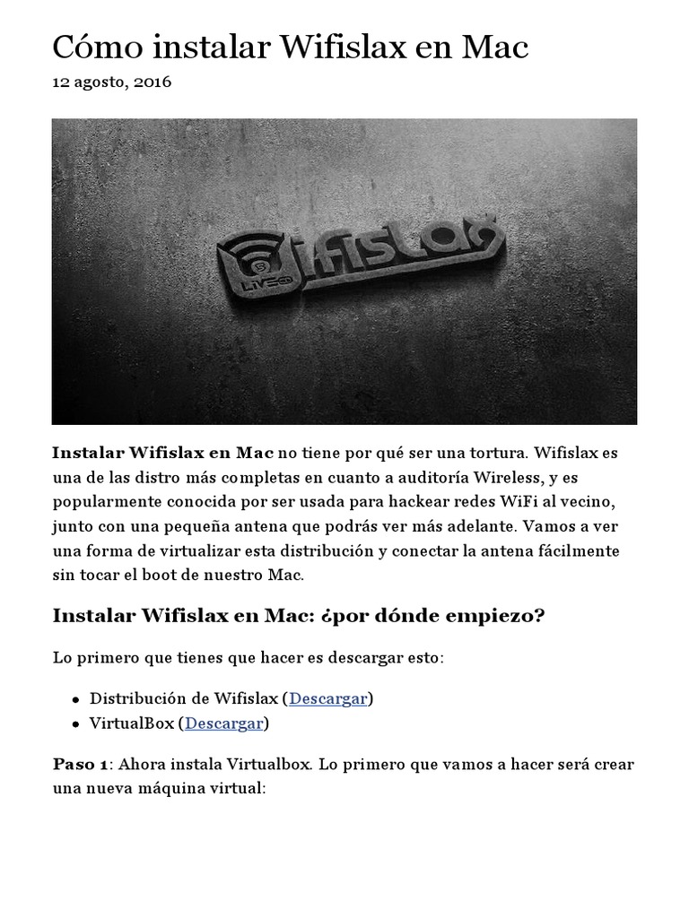 Instalar Wifislax en Mac con VirtualBox | PDF | Mac OS | Software