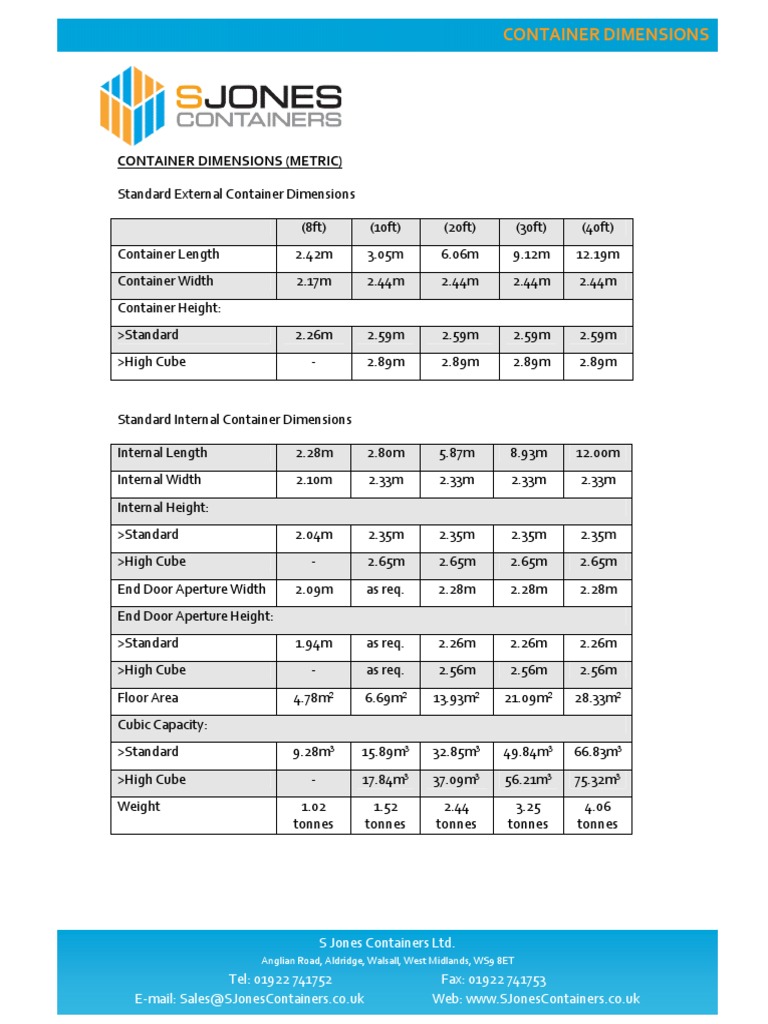 Metric Container Dimensions | PDF