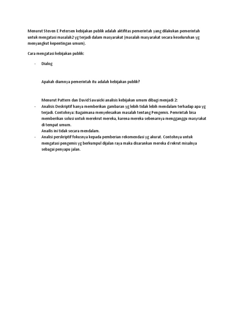 Menurut Steven E Petersen Kebijakan Publik Adalah Aktifitas Pemerintah Yang Dilakukan Pemerintah ...