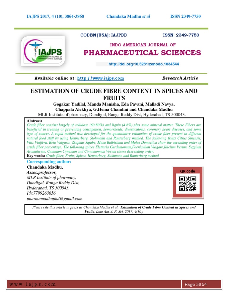 Estimation of Crude Fibre Content in Spices and Fruits | PDF | Dietary ...
