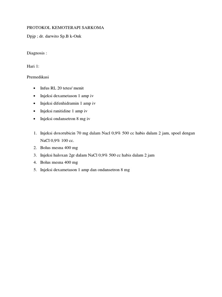 Protokol Kemoterapi Sarkoma | PDF | Sains & Matematika