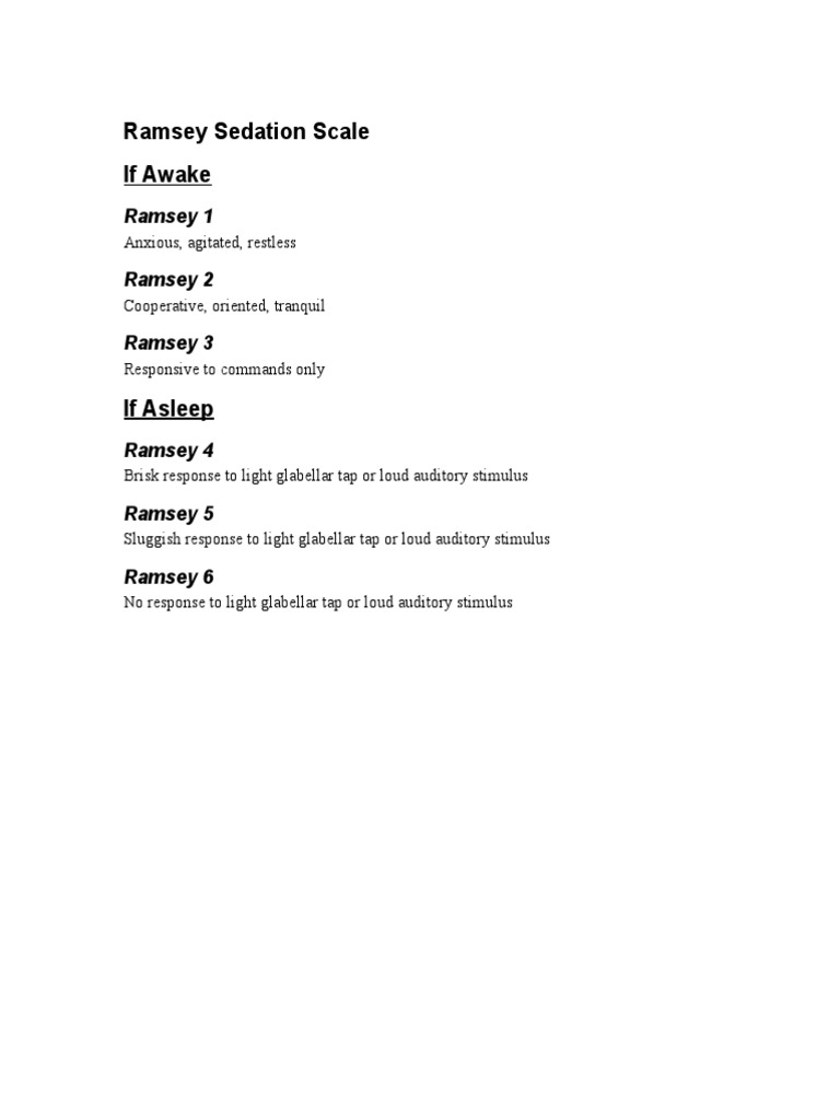 Ramsey Sedation Scale Overview | PDF | Self-Improvement