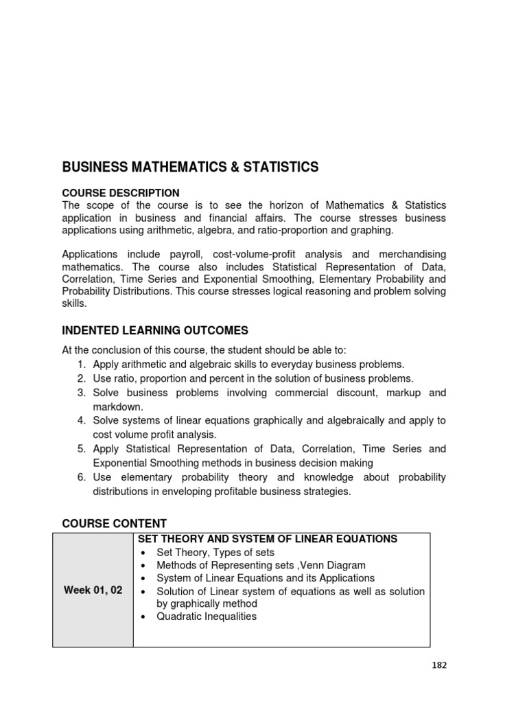 Business Mathematics & Statistics | PDF | Regression Analysis ...
