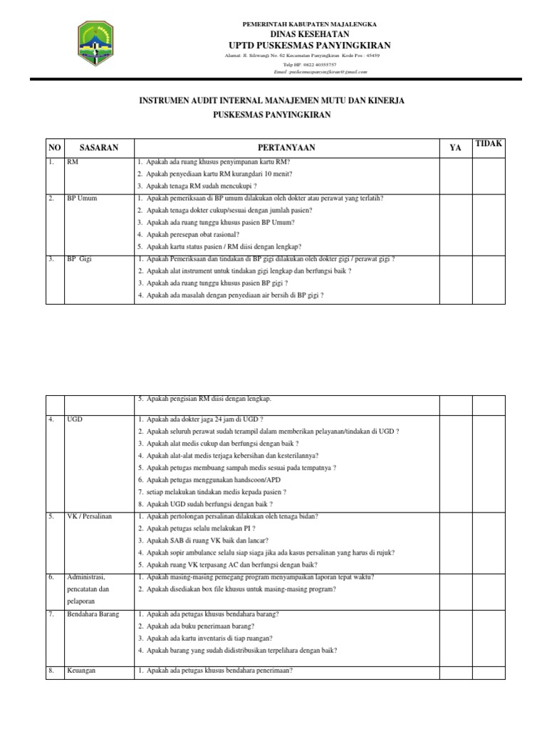 Instrumen Audit Internal | PDF
