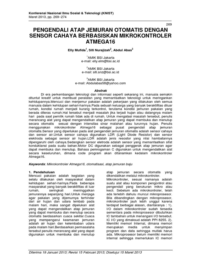 Mikrokontroller Jemuran Otomatis | PDF