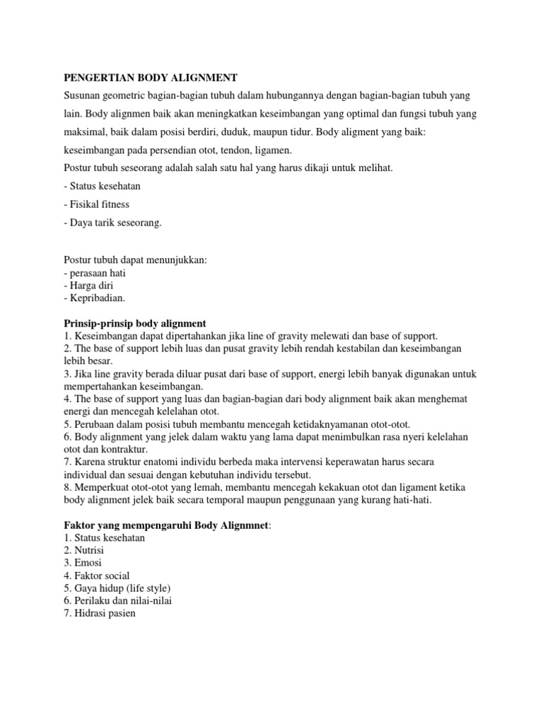 Pengertian Body Alignment | PDF