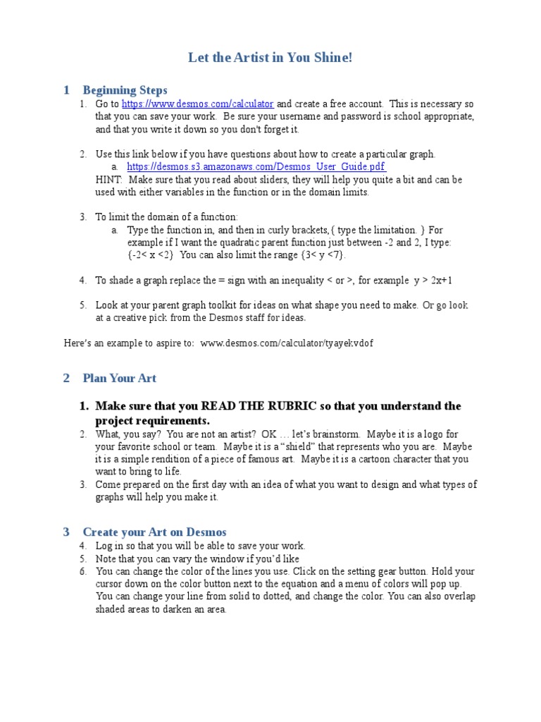 Desmos Graphing Art Project Smaller | PDF | Function (Mathematics ...