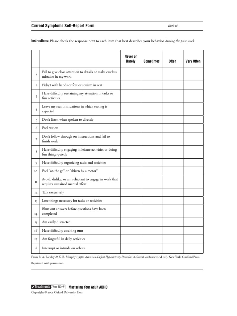 Current Symptoms Self-Report Form | PDF