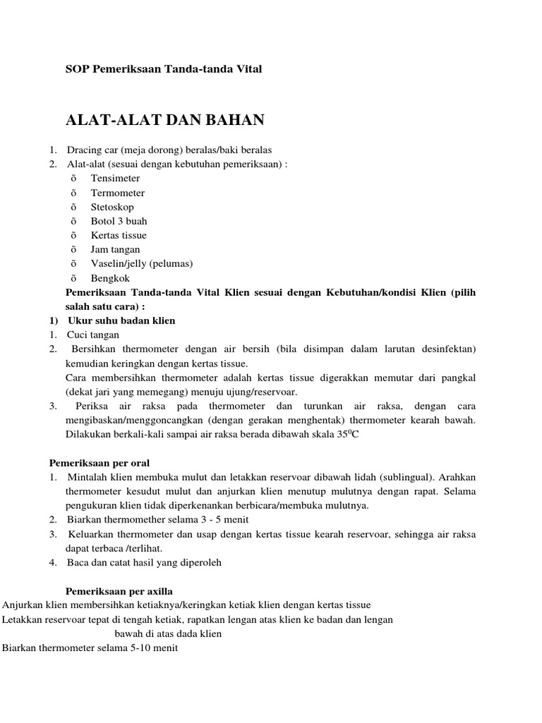 SOP Pemeriksaan TTV | PDF