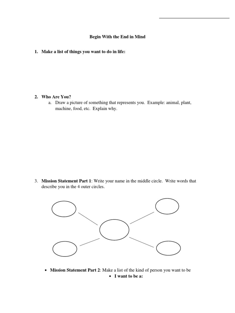 Habit 2 Worksheet | PDF