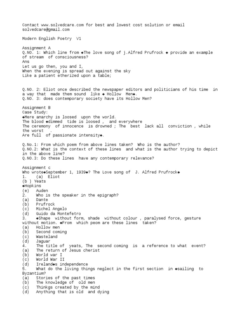 Modern English Poetry V1 | PDF | Poetry