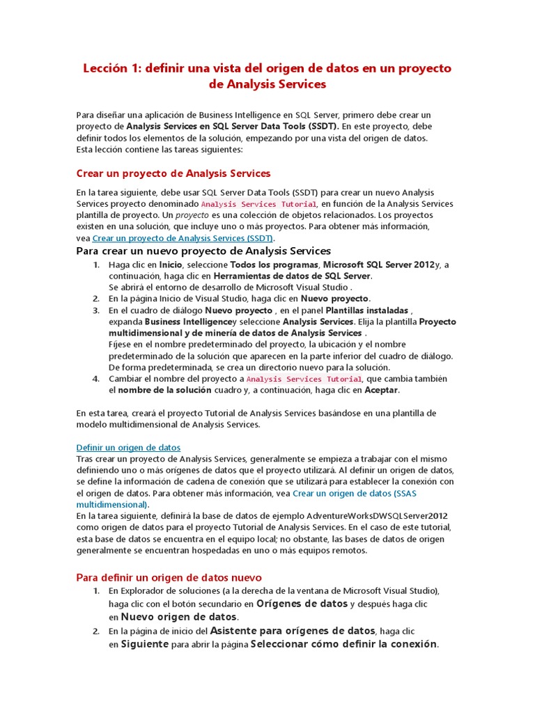 SQL Server Analysis Services Tutorial | PDF | Servidor SQL de Microsoft ...