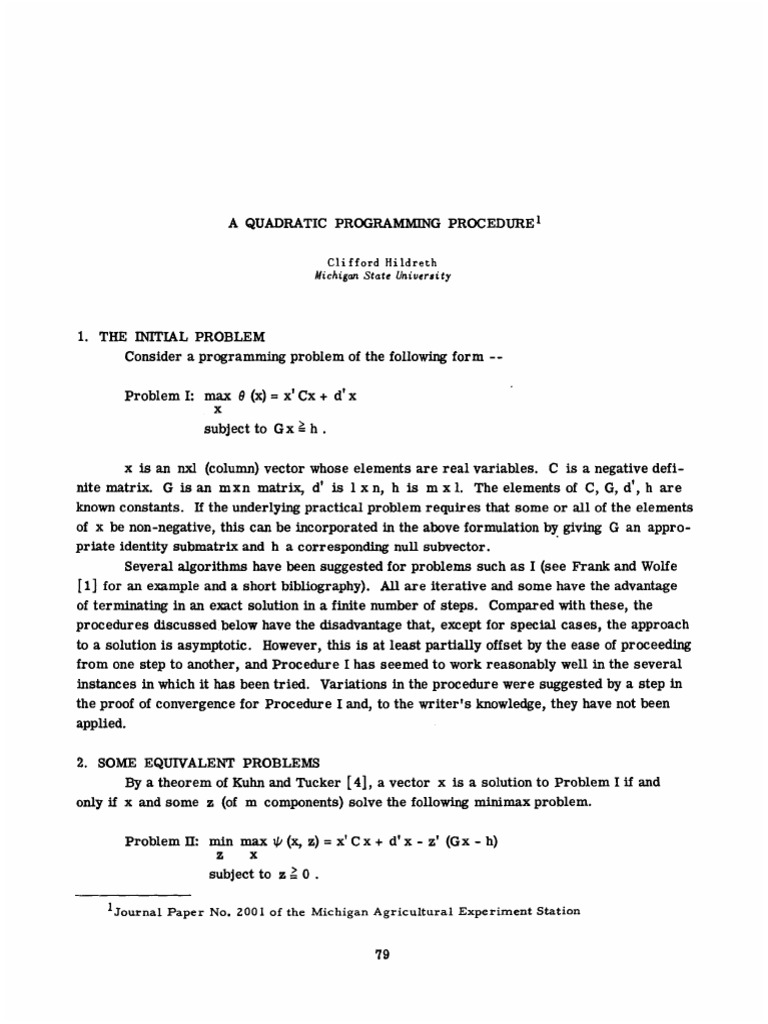 Quadratic Programming Algorithms Explained | PDF | Matrix (Mathematics ...