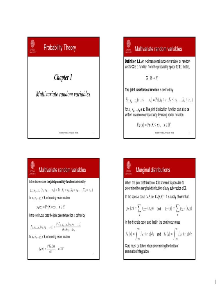 CH 1 Multivariate Random Variables | PDF | Determinant | Probability ...