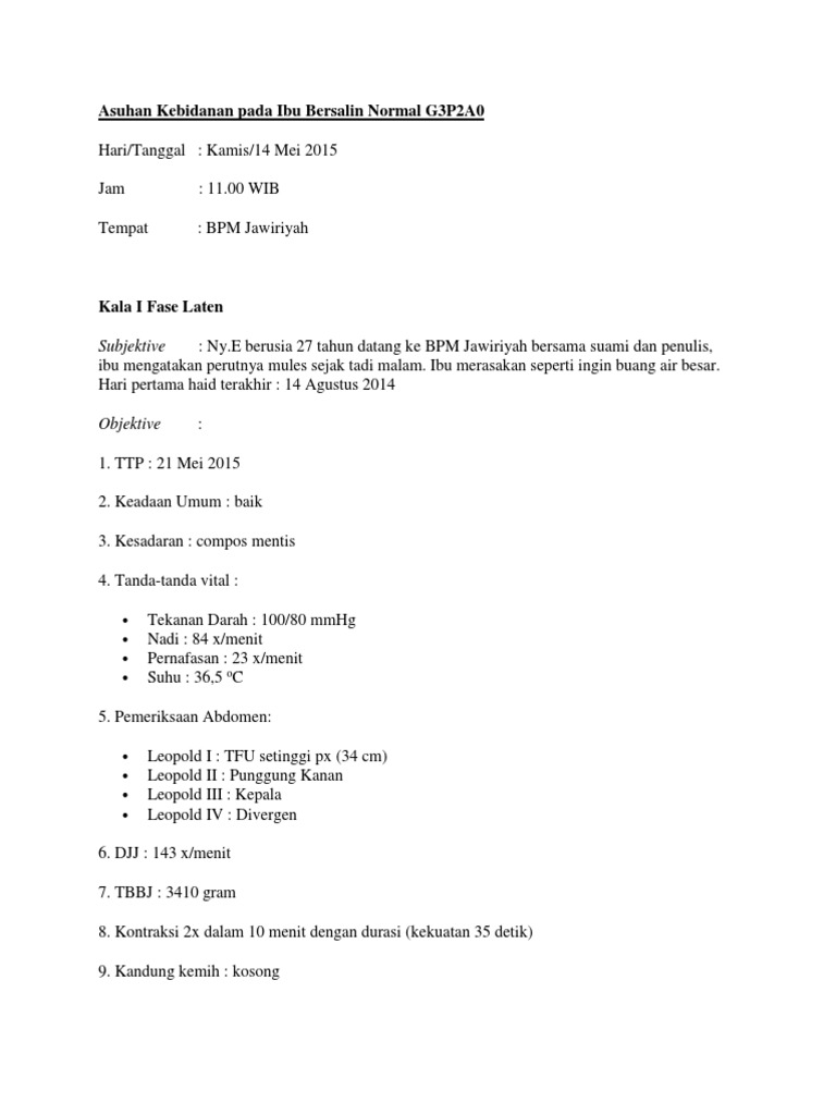 Asuhan Kebidanan Ibu Bersalin Normal | PDF | Sains & Matematika