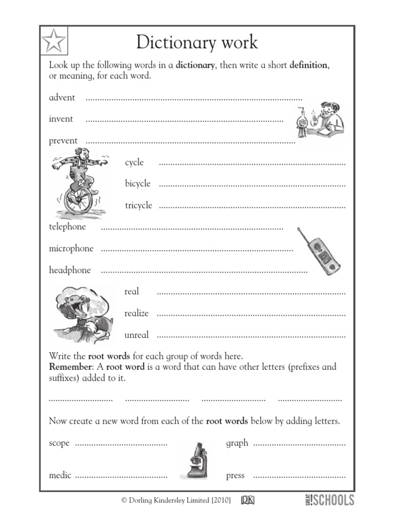 Dictionary Worksheet | Dictionary | Linguistic Typology