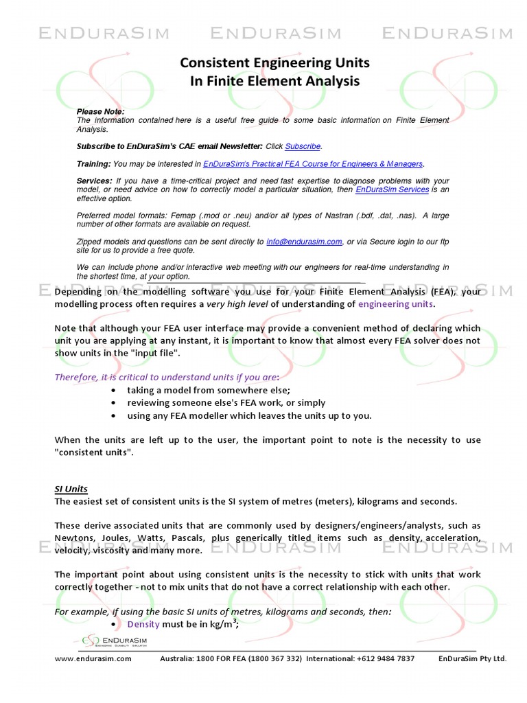 Understanding the Importance of Consistent Engineering Units in Finite ...