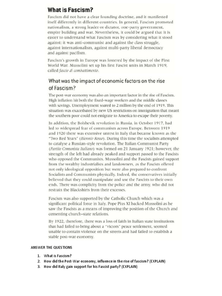 Understanding Fascism and Its Rise in Italy | PDF