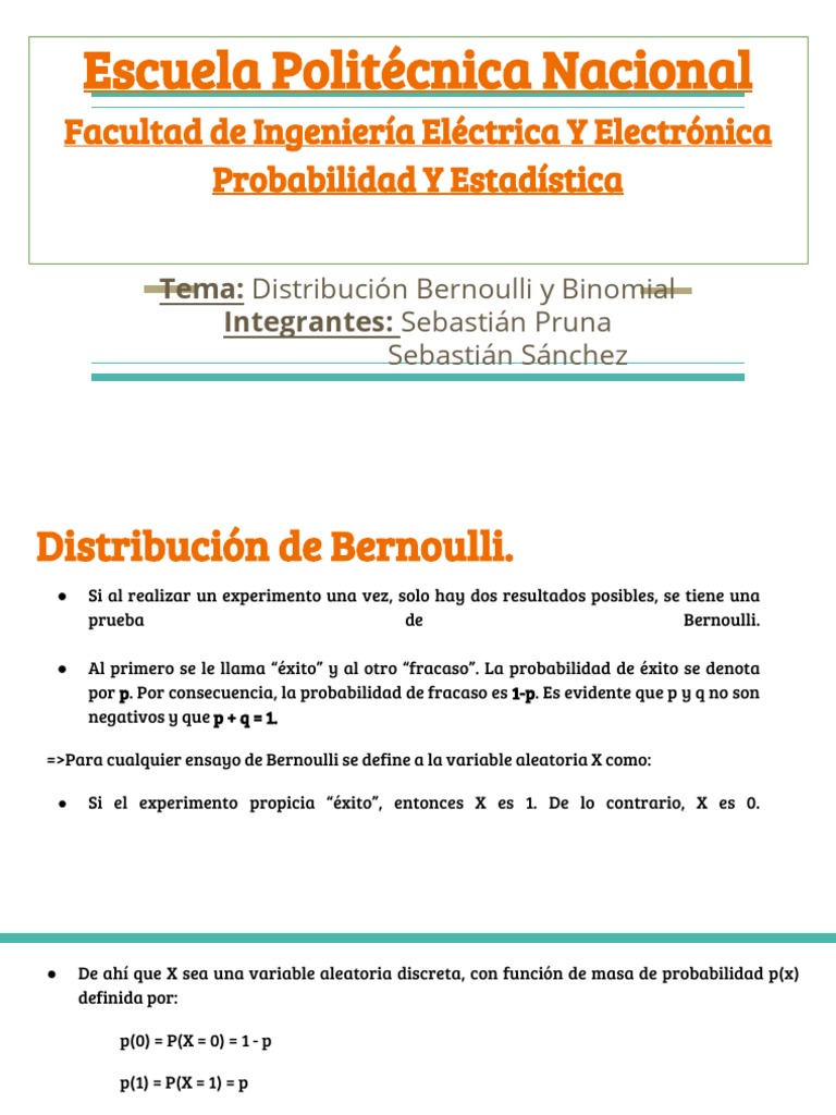 Distribución Bernoulli y Binomial | PDF | Probabilidad | Distribución de probabilidad