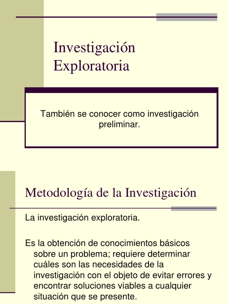 Investigación Exploratoria | PDF | Hipótesis | Información