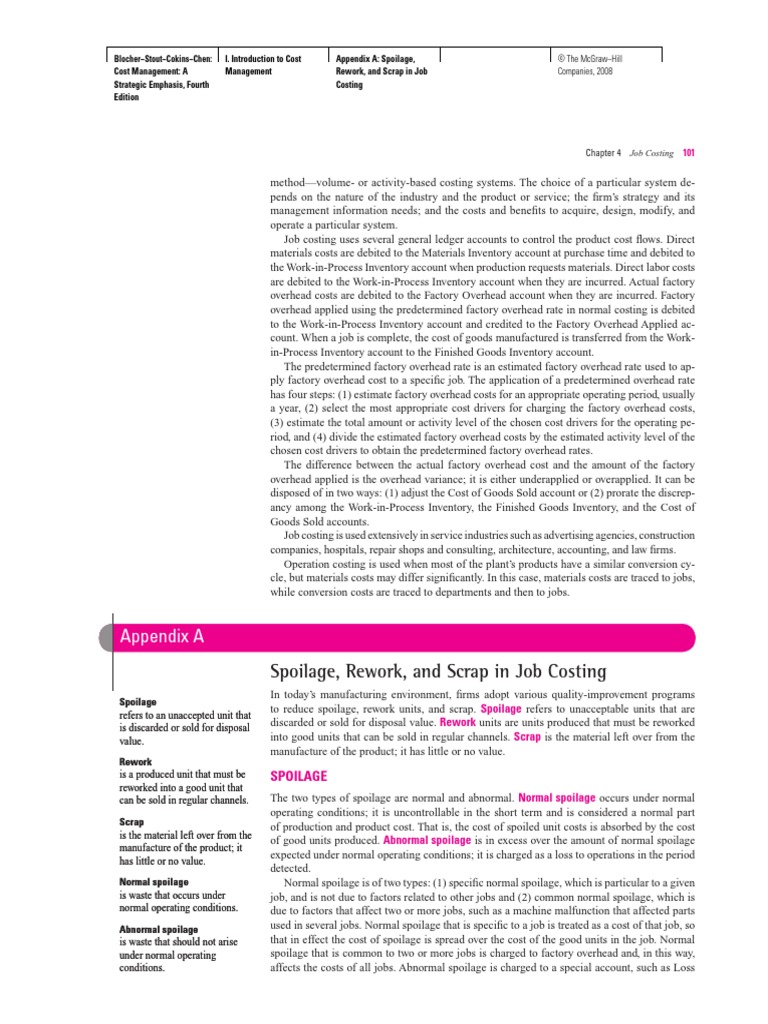 AppendixA Spoilage | PDF | Cost Of Goods Sold | Inventory