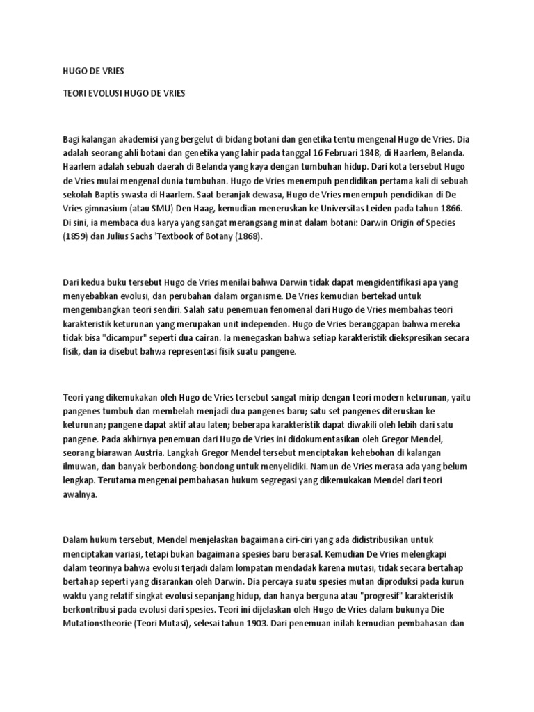 Hugo de Vries | PDF